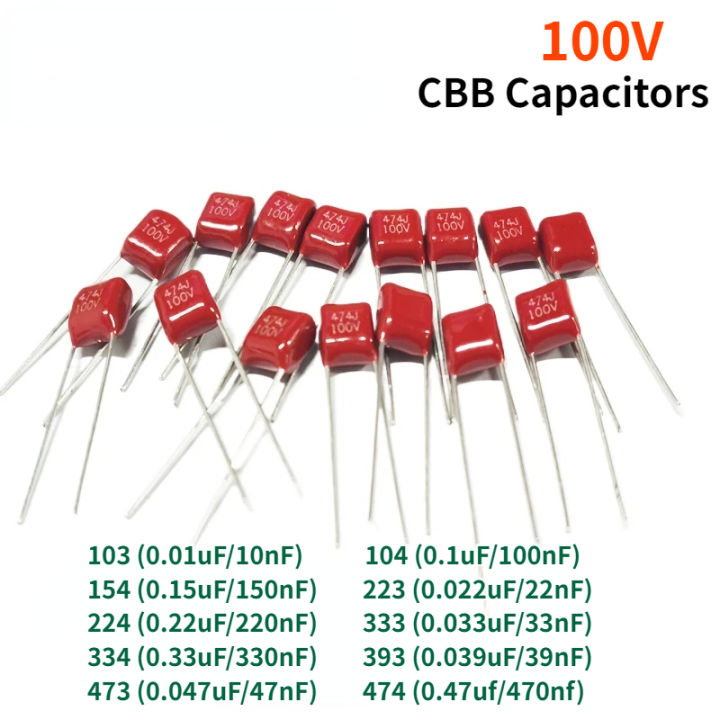 20/40PCS 100V CBB Polypropylene film capacitor 100nF 154 150nF 223 22nF ...