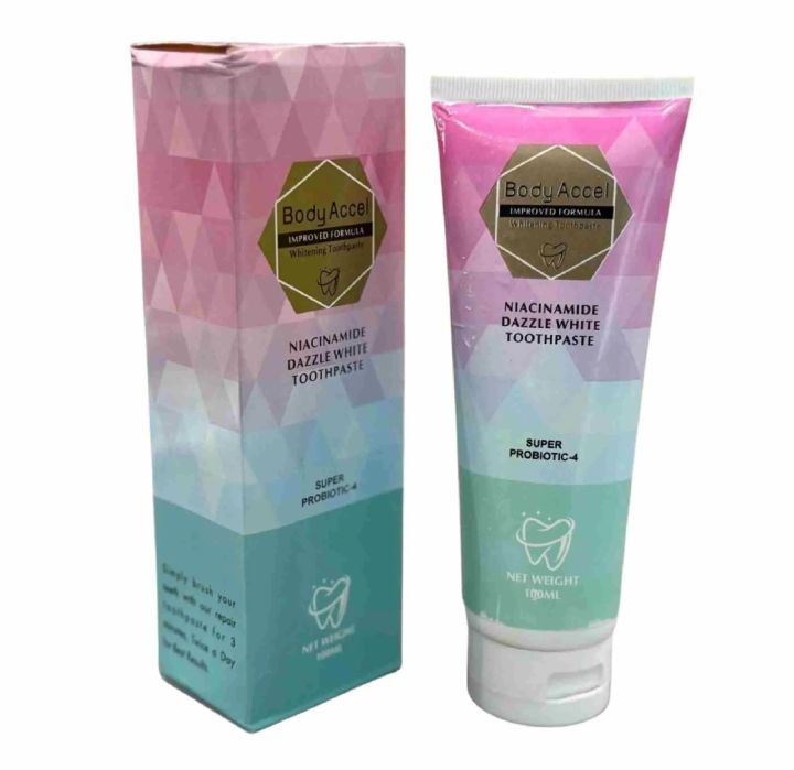 Whitening Toothpaste with Niacinamide & Probiotics – 100ml | Body Accel ...