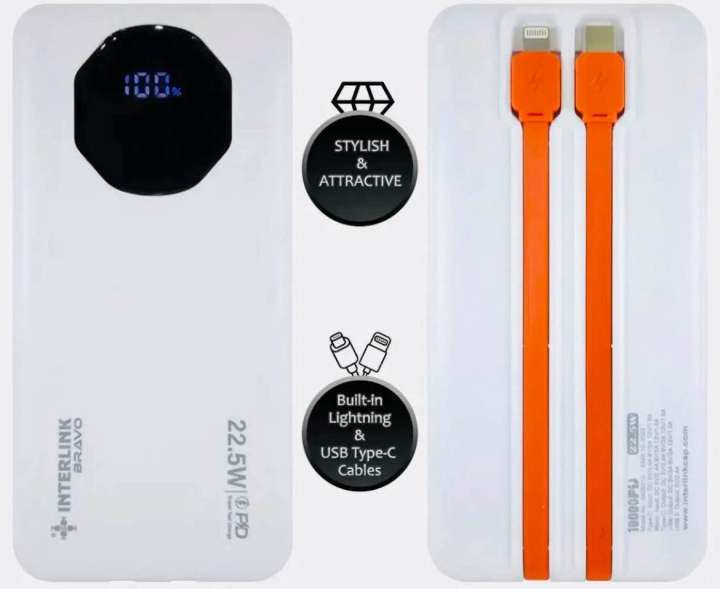 Original Brand Interlink Bravo 20000mAh Lithium-ion Power Bank, PD 22 ...