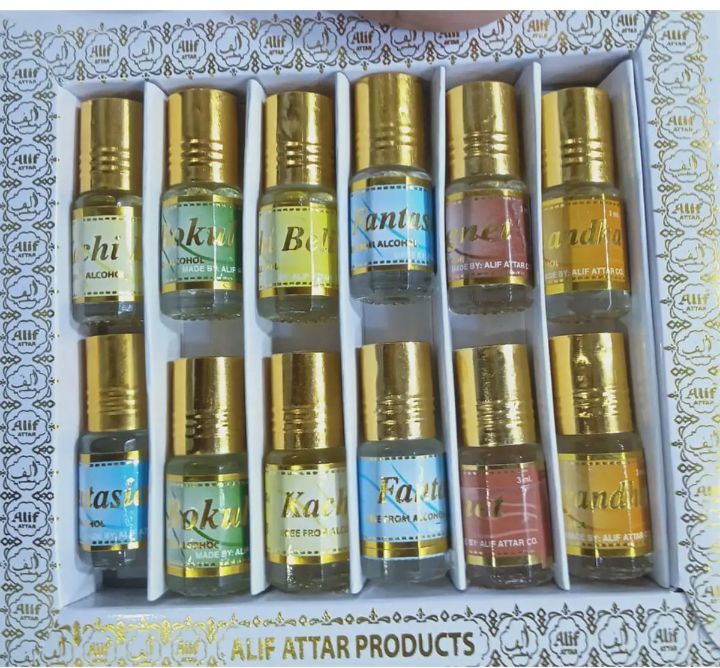Attar for Men ALIF Pata Attar 3 ml - 12 PC 6 Different Fragnance ...