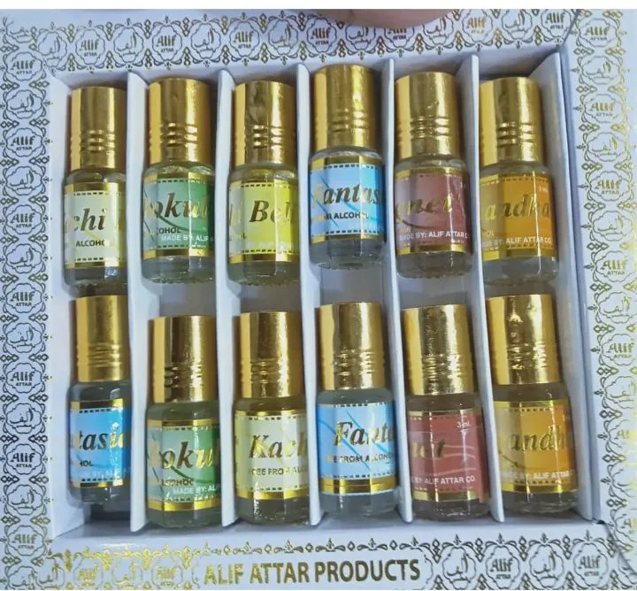 Attar for Men ALIF Pata Attar 3 ml - 12 PC 6 Different Fragnance | | Daraz.com.bd