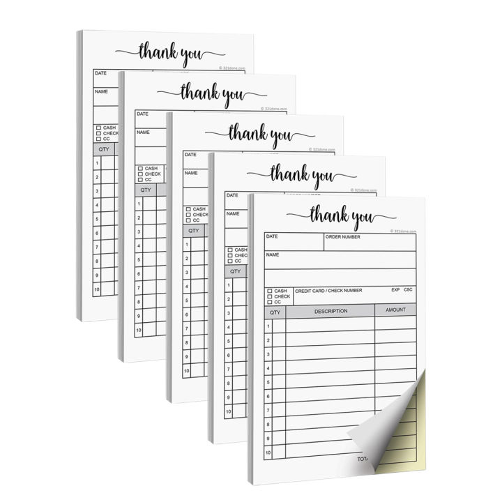 5pcs thank you receipt book, carbon copy sales receipt form, invoice ...
