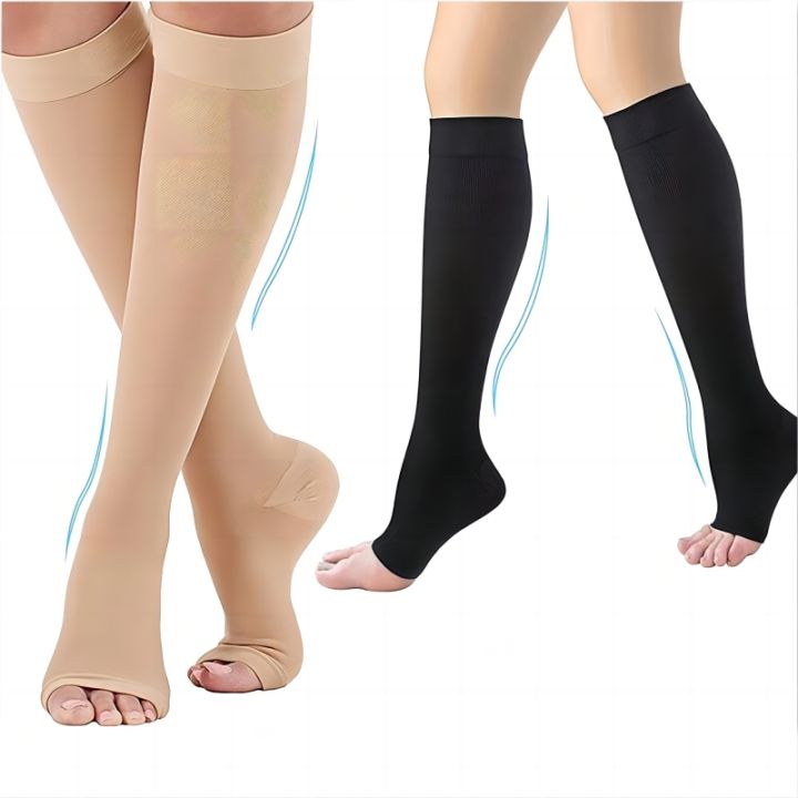 1 Pairs S-XXL Compression Socks Medical Prevent Varicose Veins Toeless ...
