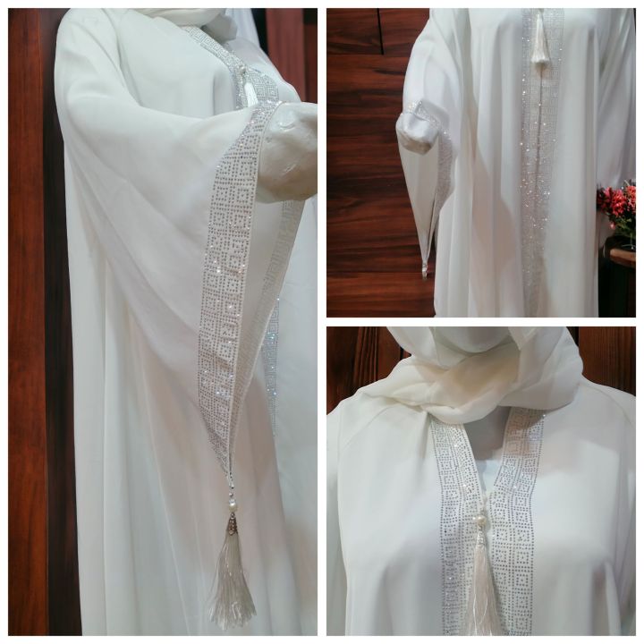 Arabian Style Abaya For Umrah With Scarf Stone Works Eagle Flair Al ...