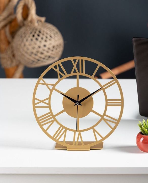 Acrylic Table Clock with Roman Numeral, Decorative Desk Clock, For Home ...