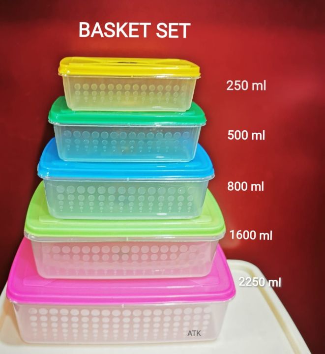 Plastic Food Containers - 5pcs Tiffin Box for Kitchen Storage | Daraz.lk