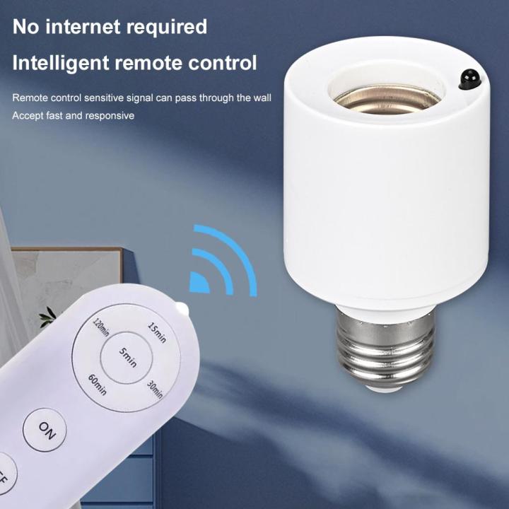 E27 60W Wireless Remote Control Smart Timer Switch Lamp Holder 110V ...