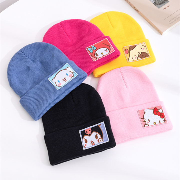 Hot Sale Saniro Hello Kitty Beanie Hat Candy Color Winter Hat Women ...