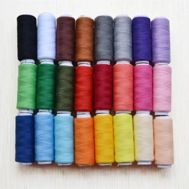 24 Color Sewing Thread 100 Polyester Yarn Sewing Thread Roll Machine ...