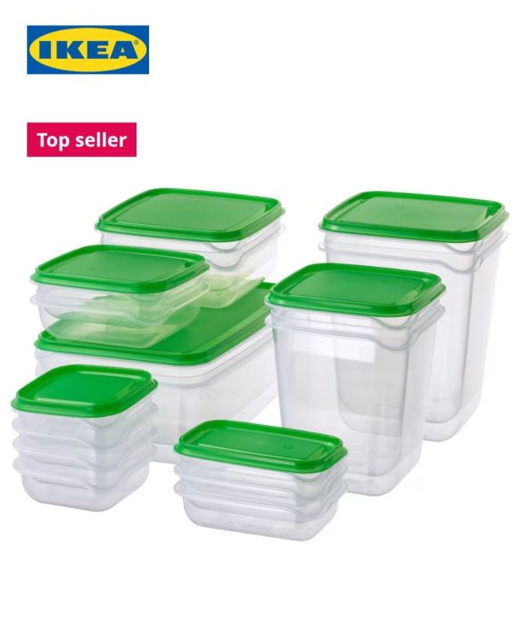IKEA PRUTA Food container, set of 17, clear/Orange | Daraz.lk