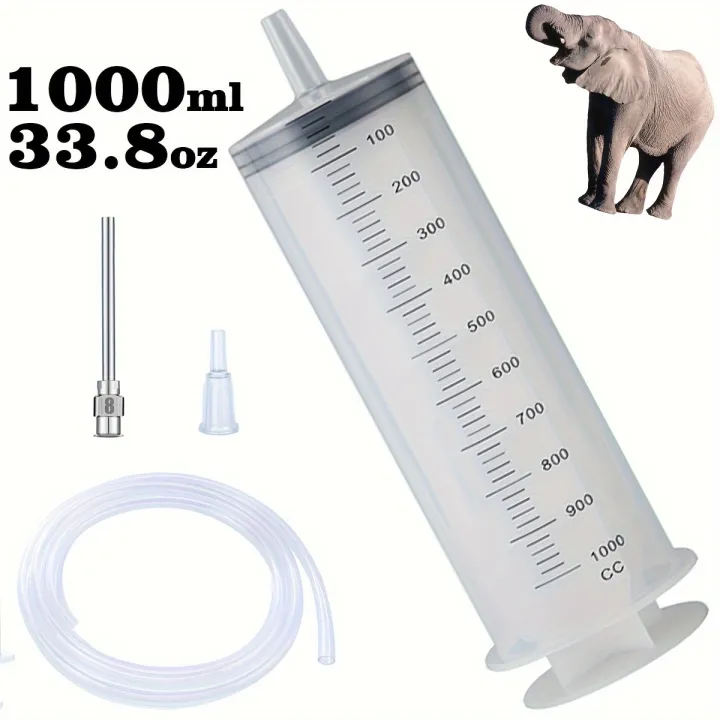 1000ml Large Syringe with 27.6 Inch Tube and Blunt Needle, Individual ...