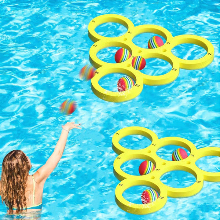 1+10pcs Swimming Pool Toss Game Set, Family Water Sports Floating Pool ...