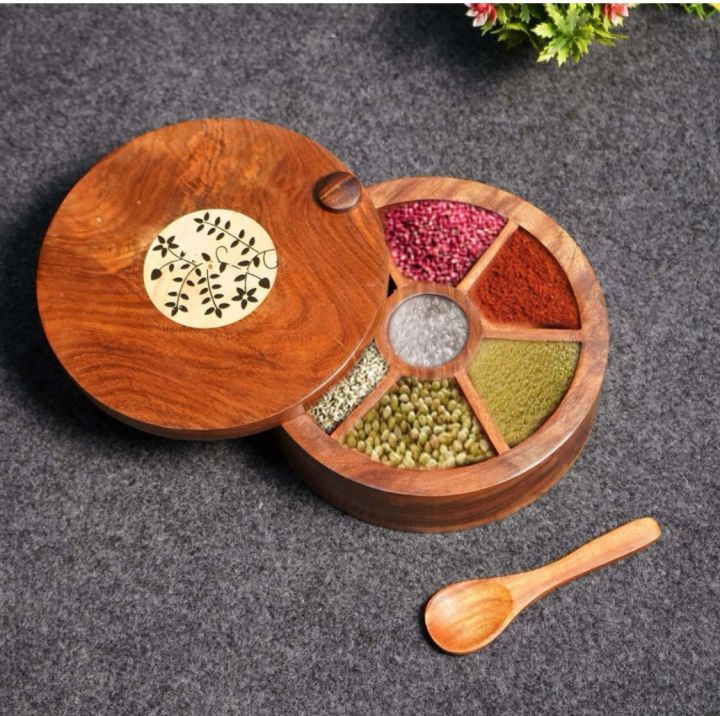Wooden Masala Box 21 cm | Daraz.com.np