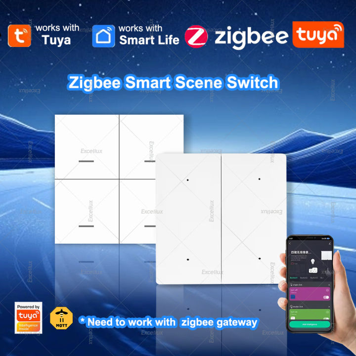 Tuya Smart ZigBee Scene Switch 4 Gang 12 Scenarios Wireless Push Button ...
