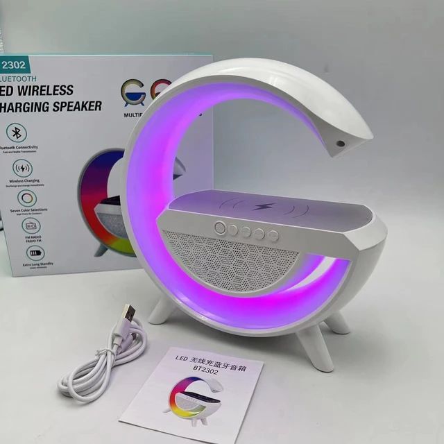 Speaker, Wireless Fast Charging RGB Night Light Atmosphere Lamps Music ...