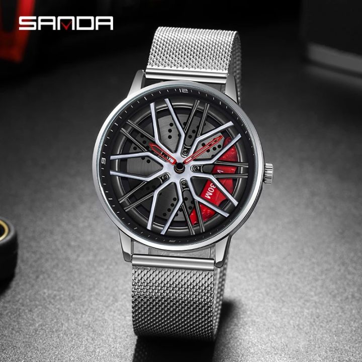 Sanda Men's Wheel Shape Quartz Wrist Watch, Sports Watch, Rotating Dial ...