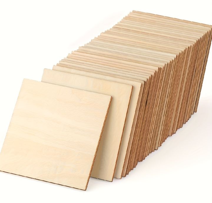 10Pcs Wood Square 4x4 inch Blank Wood Sheet for Crafts, Thin Unfinished ...