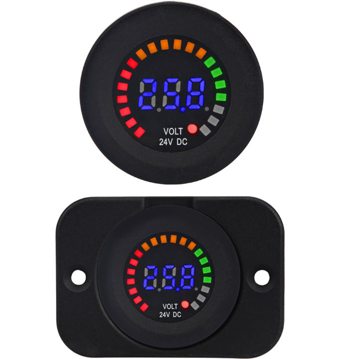 Car Motorcycle Boat Color LED Digital Voltmeter Panel 12V 24V DC Volt ...