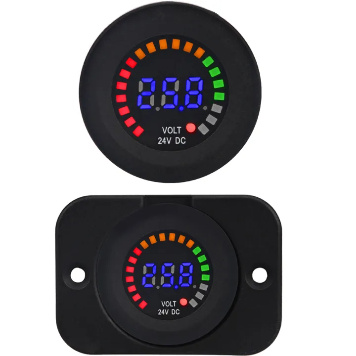Car Motorcycle Boat Color LED Digital Voltmeter Panel 12V 24V DC Volt ...