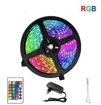 LED RGB Strip Light 5Meter Roll Remote Control+Adopter | Daraz.pk