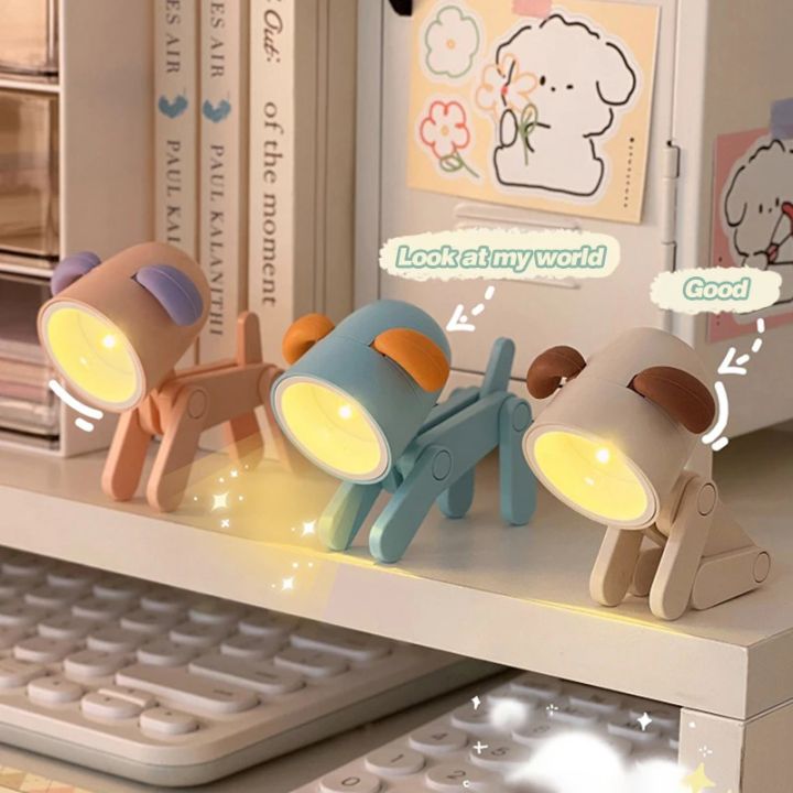 LED Lamp Night Light Mini Folding Desk Lamp Cute Pet Lights Dog Puppy ...