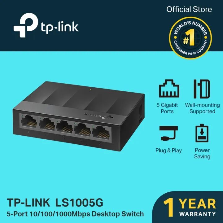 TP-Link LS1005G 5-Port 10/100/1000Mbps Desktop Switch | Network Switch Hub | 5 Port Gigabit ...