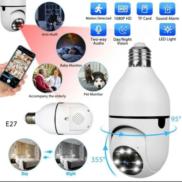 Wi-Fi Smart Camera - CCTV Wifi - Wifi Camera Blub Socket - Security ...