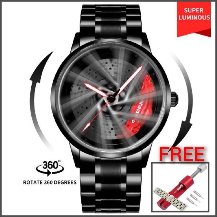 3D Car Wheel Watches Spin Rotation 360 Degree For Men / Boys ...