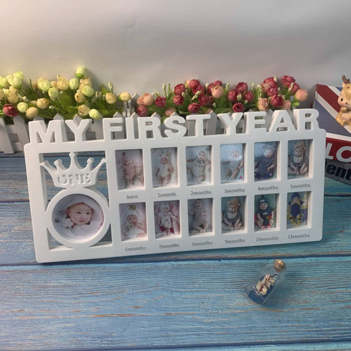 The First Year Baby Keepsake Frame 0-12 Months Pictures Photo Frame ...