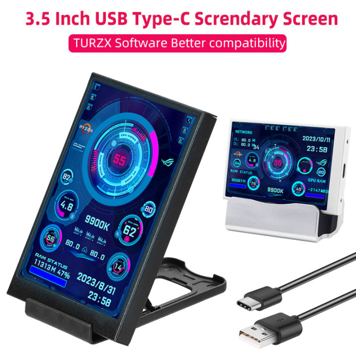 3.5 Inch Type-C Secondary Screen for Computer CPU RAM GPU HDD Monitor ...