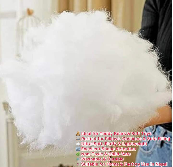 Premium Polyester Fiber Filling 1 kg, 500gm, 250gm– Soft & Fluffy for ...