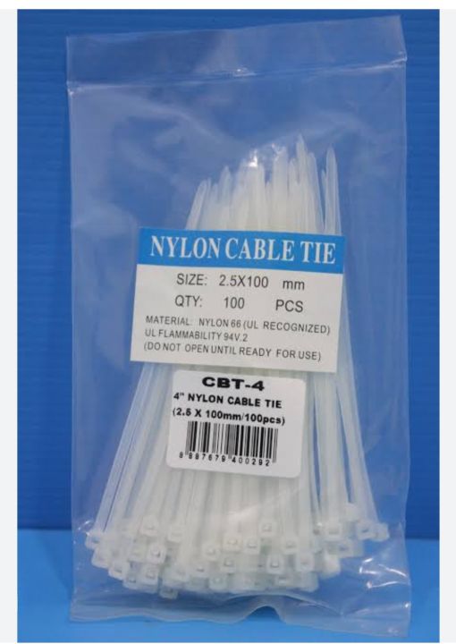 Nylon Cable Tie 100pcs paket 4 inches white colour with quality plastic ...