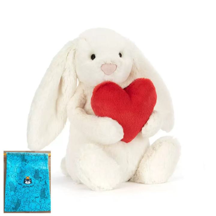 Jellycat plush toy; Love heart series; Bunny; Bouquet of roses; Deep ...