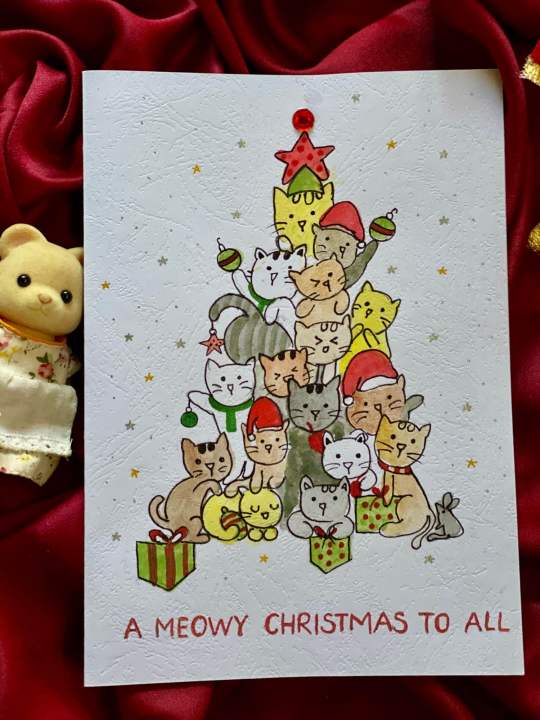 Handmade Christmas Cards for Cat Lovers Catmas Card Xmas Card | Daraz.lk