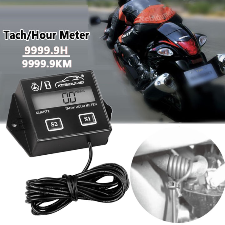 Waterproof Digital Engine Tach Hour Meter Tachometer Gauge Engine RPM LCD Display For Motorcycle ...