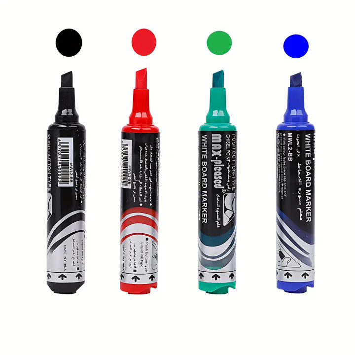 4-Piece Push-Button Liquid Ink Whiteboard Marker Pen, Vibrant, Quick ...