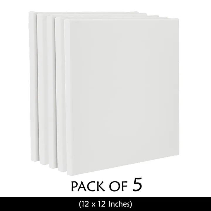 Pack of 5 Canvas Boards 12 x 12 (12 by 12 inches) For Painting And Art ...