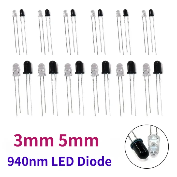 20/40PCS 3mm & 5mm 940nm LEDs Infrared Emitter and IR Receiver Diode ...