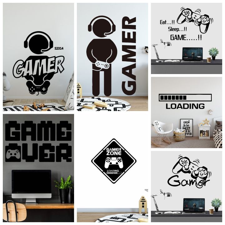 1pc Gamer Wall Art Decal For Kids Room Decor Game Handle Frase Vinyl ...