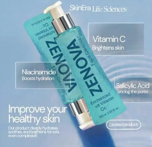 Zenova Cleanser Face Wash 100ml – 100% Original Anti-Bacterial Face Wash for Acne-Prone Skin ...