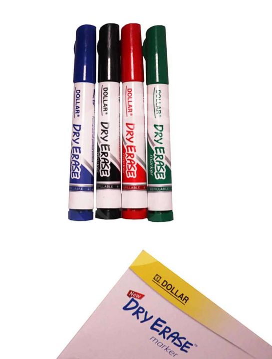4 Dollar white board marker / dry earase marker pack of 4 | Daraz.pk