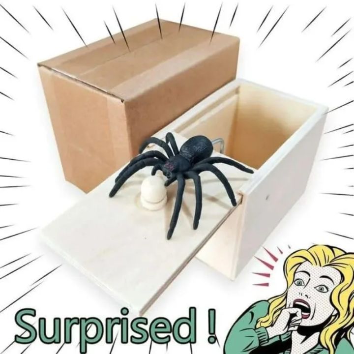Trick Spider Scare Box Wooden Hidden Box Prank Wooden Scare Box Fun ...