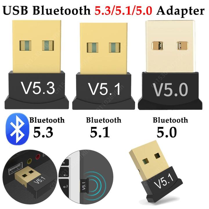 USB Bluetooth 5.3/5.1/5.0 Adapter Wireless Dongle Adapters Support ...