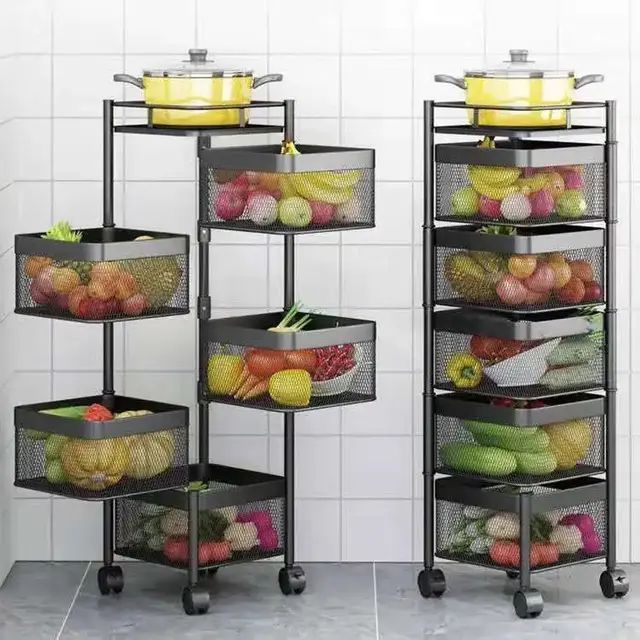 kitchen Rack 4 layer 5 layer Rotatable kitchen Storage fruit Rotating ...