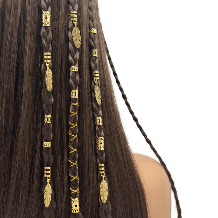 36Pcs BOHO Style Vine Leaf Shaped Alloy Hair Braids Cuffs Set, Hair ...