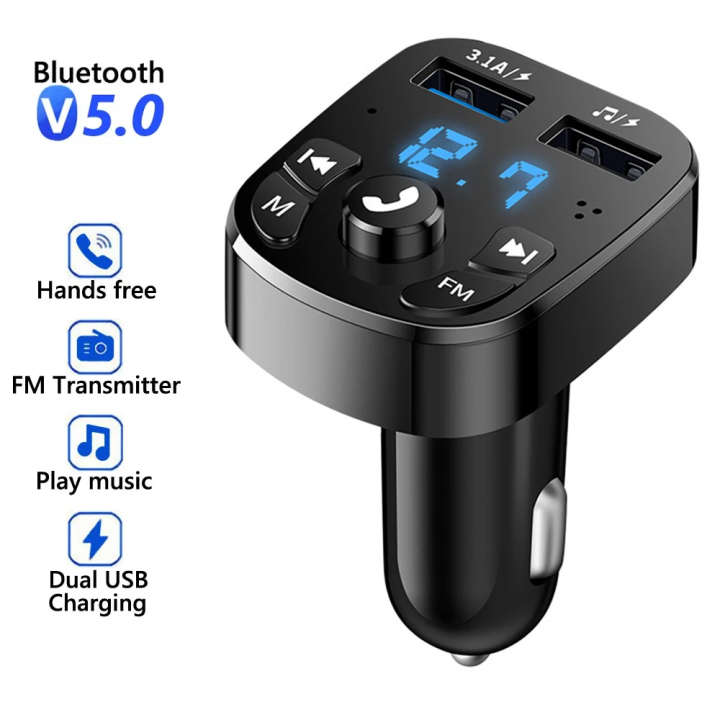 FM Transmitter Car Wireless Bluetooth 5.0 FM Radio Modulator Car Kit 3 ...