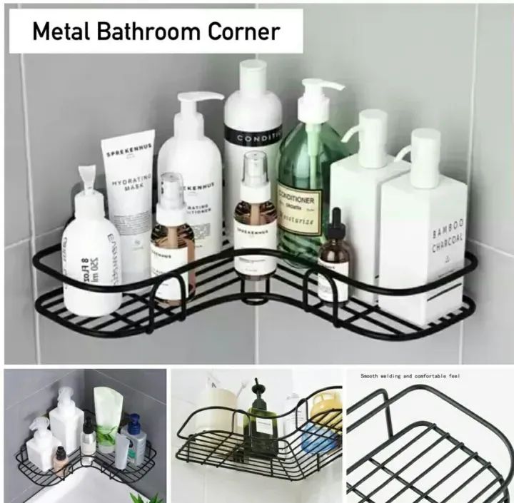 Bathroom Corner Rack & Kitchen Corner Shelf Rack - Metal Corner Storage ...