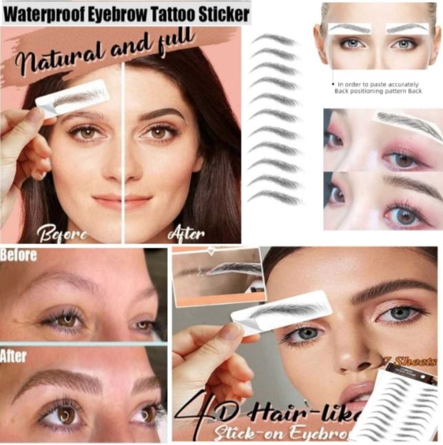 Eyebrow Tattoo Sticker 10 Pairs Peel off Water proof Brow Stickers ...