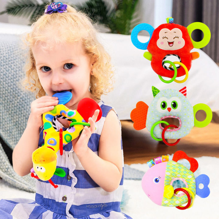 Soft Animal Hanging Handbells Rattles Plush Infant Baby Development ...