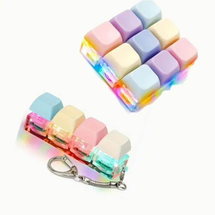 2/4/9Keys Button Keycap Fidget Keychain Finger Keyboard Caps Toy with ...